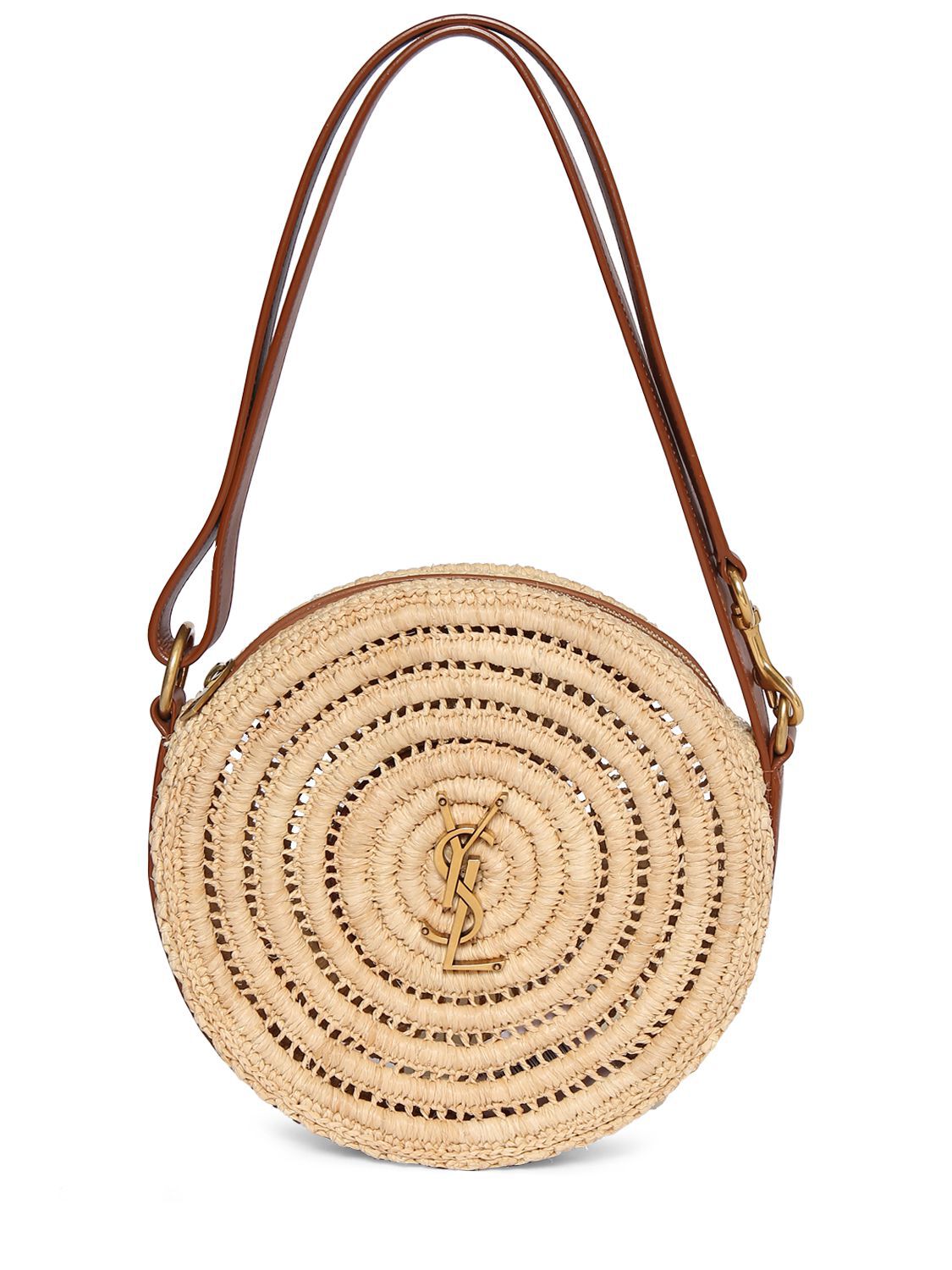 Saint Laurent Round Raffia Shoulder Bag - Naturel | Editorialist