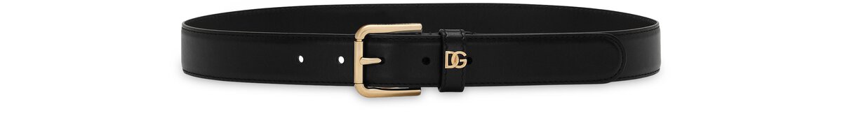 Dolce & Gabbana Dg Interlocking Logo Leather Belt - Black | Editorialist