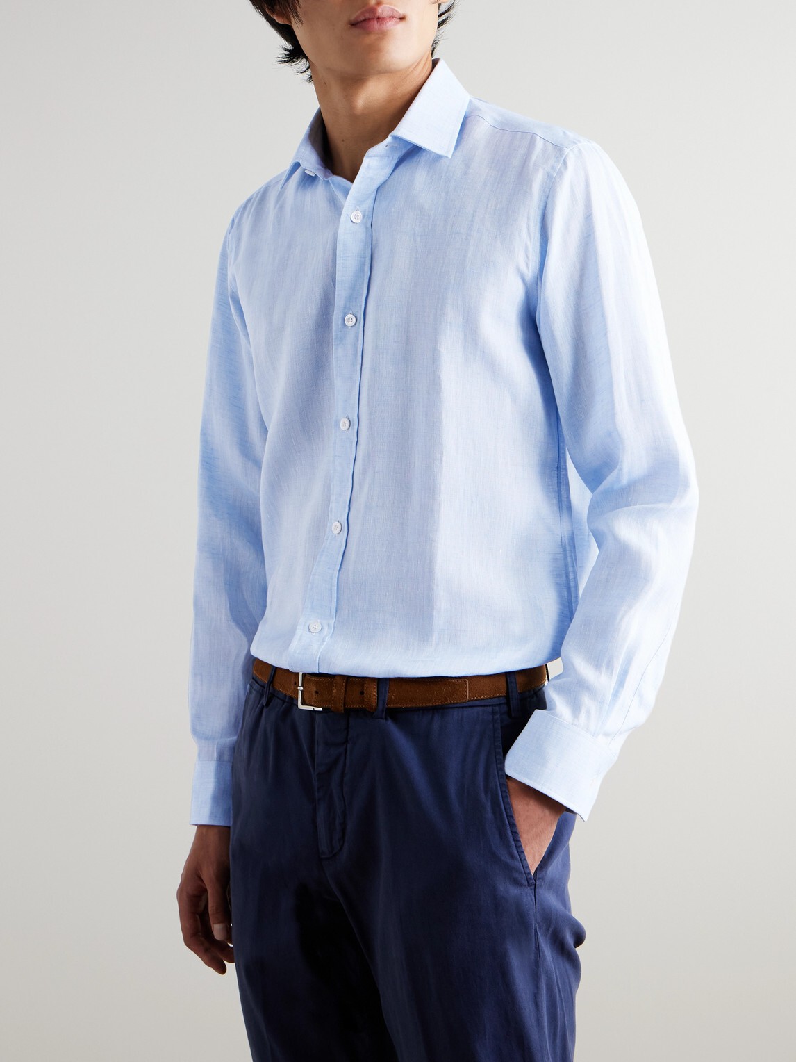 Charvet Linen Shirt - Blue | Editorialist