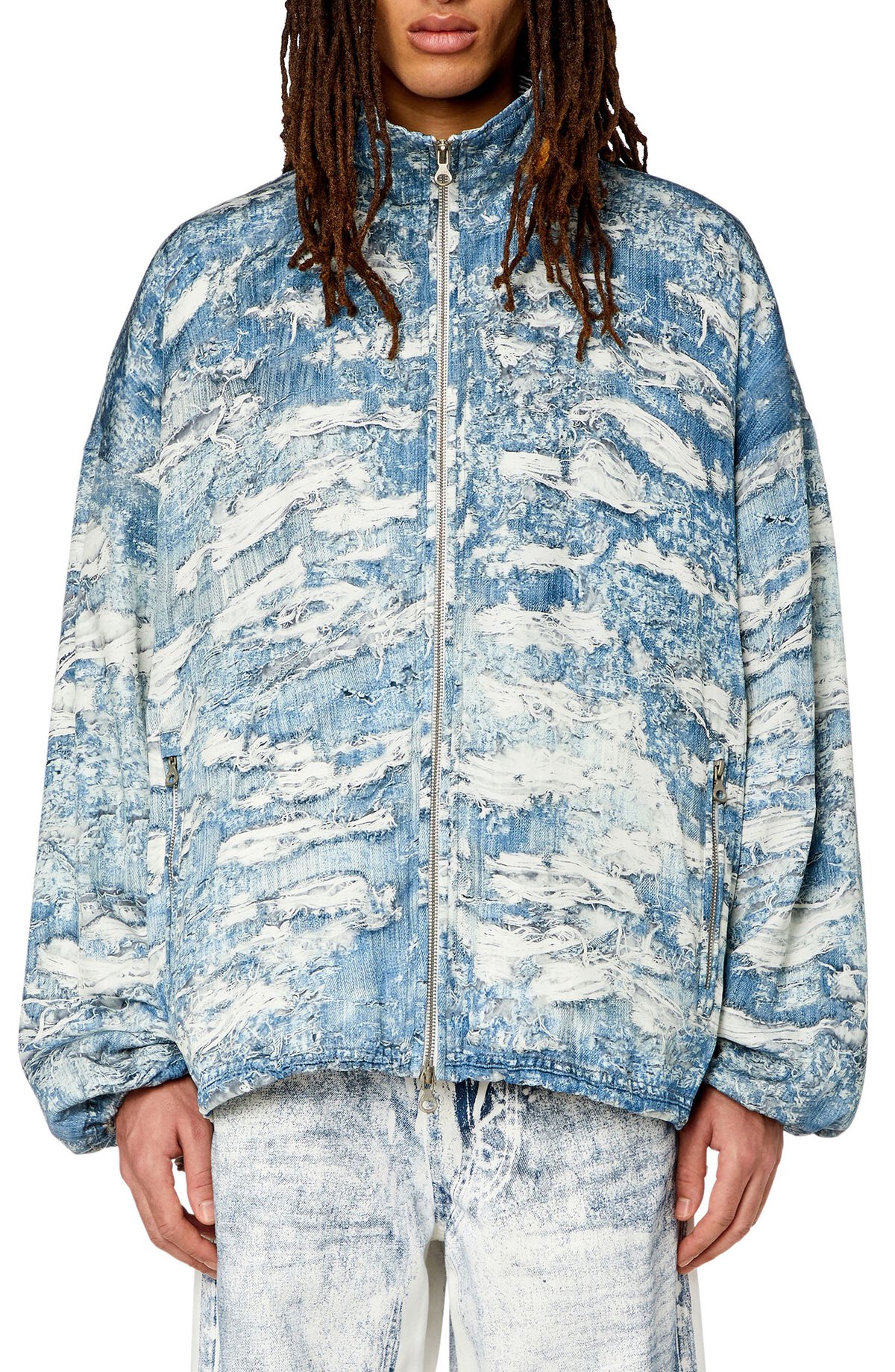 DIESEL® Diesel J-alston Oversize Trompe L'oeil Print Zip Jacket - Denim ...