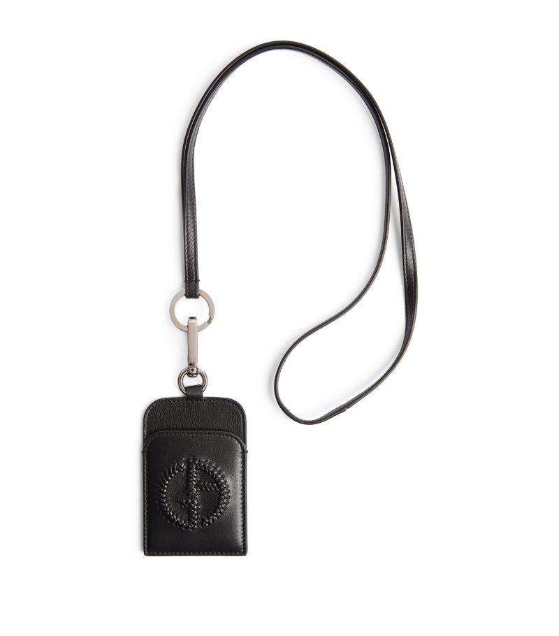 Emporio Armani Leather Logo Badge Holder - Black | Editorialist