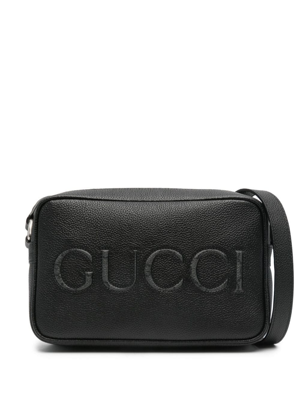 Gucci Mini Logo-appliqué Leather Shoulder Bag - Black | Editorialist