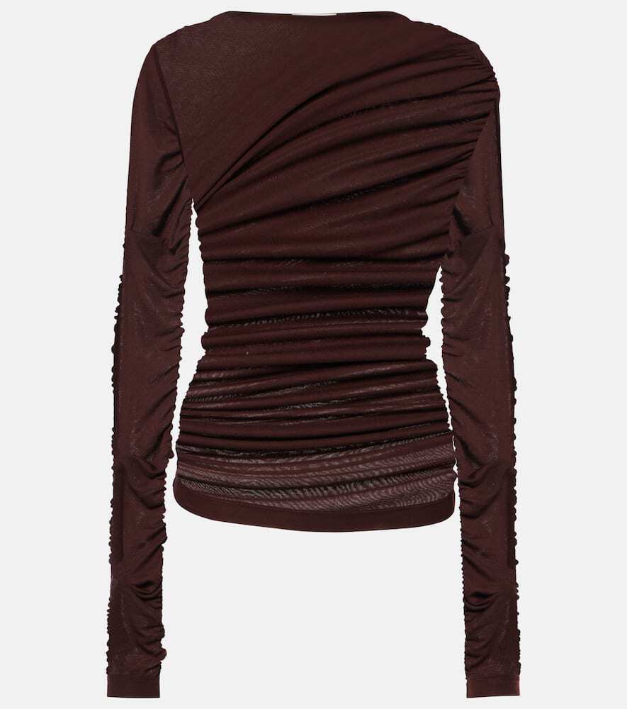 AGOLDE Tania Draped Jersey Top - Brown | Editorialist