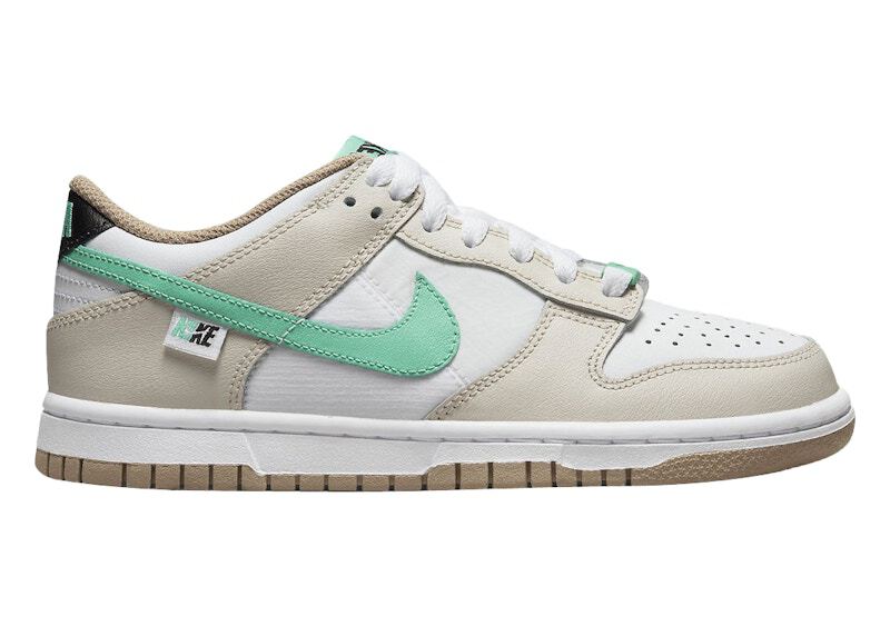 Nike Dunk Low Split Seam Sneakers - White/Tanone-Colormint | Editorialist