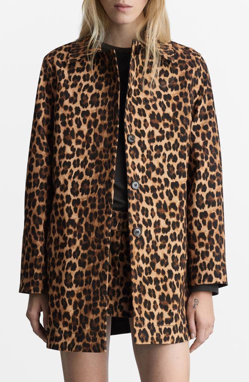 Mango Leopard Print Stretch Cotton Coat - Brown | Editorialist