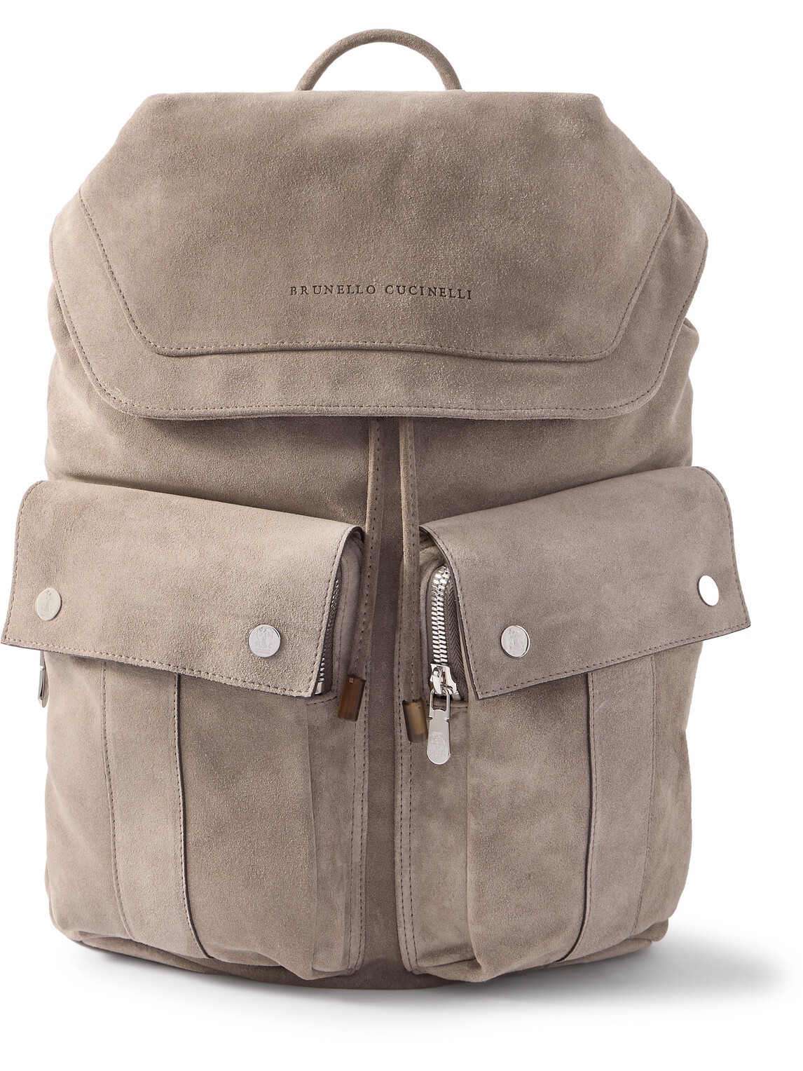 Brunello Cucinelli Suede Backpack - Gray | Editorialist