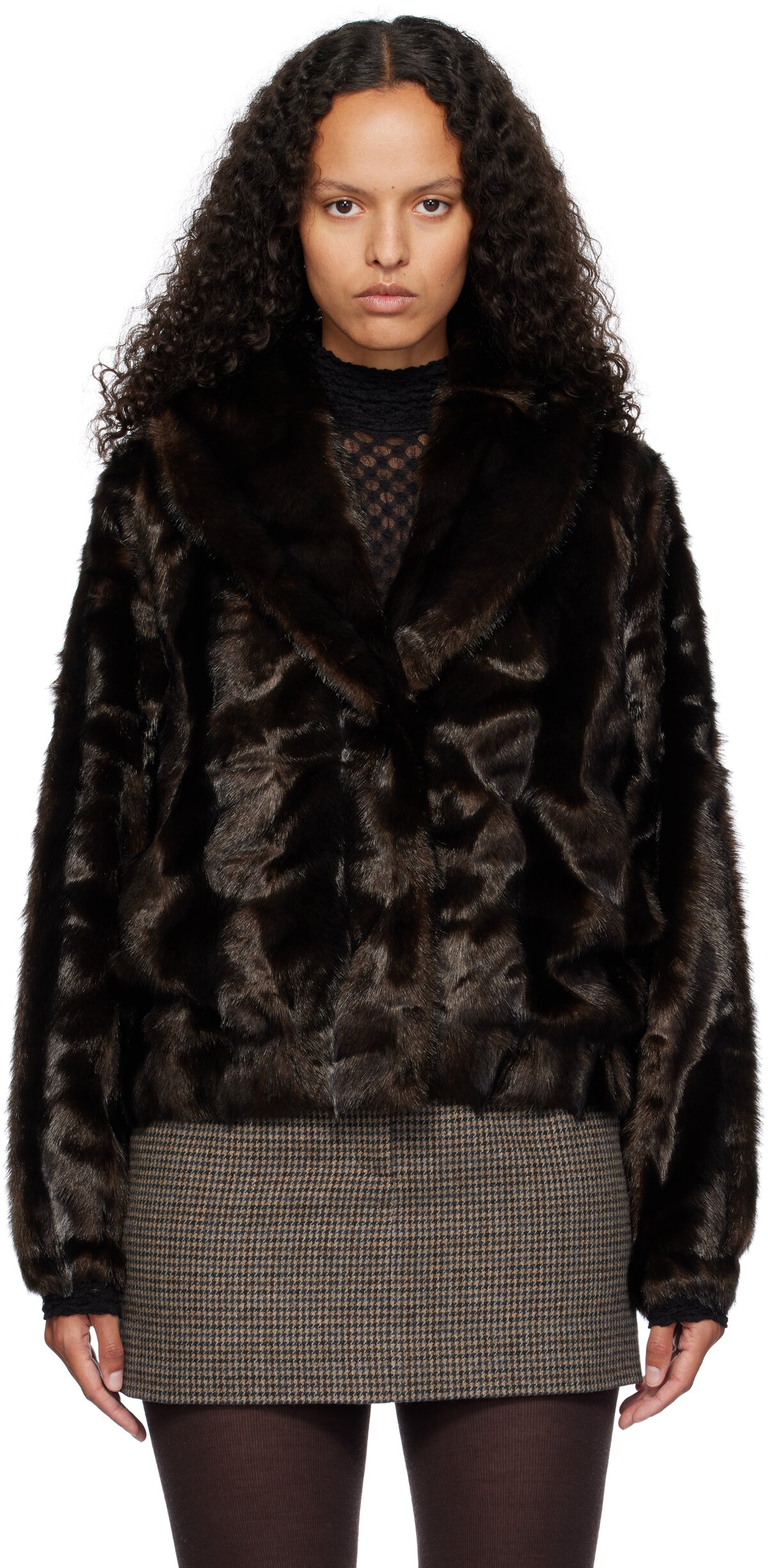 THE GARMENT Brown Dixie Faux-fur Jacket - 514 Espresso | Editorialist