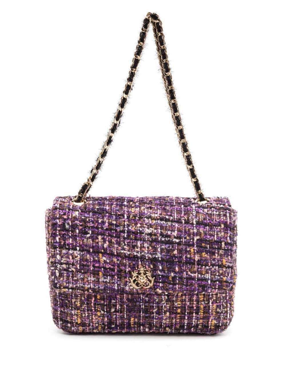 ISLA Logo-plaque Tweed Shoulder Bag - Purple | Editorialist