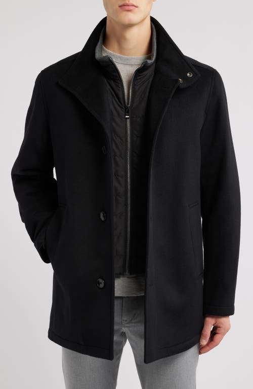 Hugo Boss Coxtan Virgin Wool Blend Coat With Bib In Black - 35% Off ...