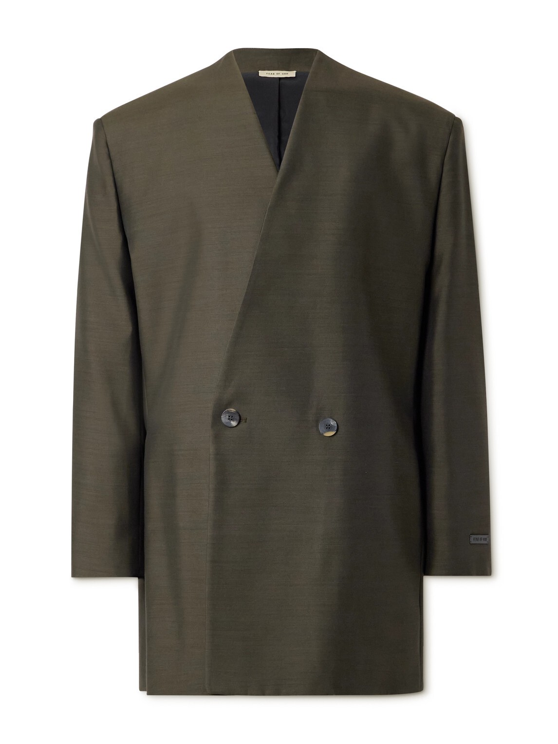 Fear Of God Oversized Logo-AppliquéD Double-Breasted Wool And Silk ...