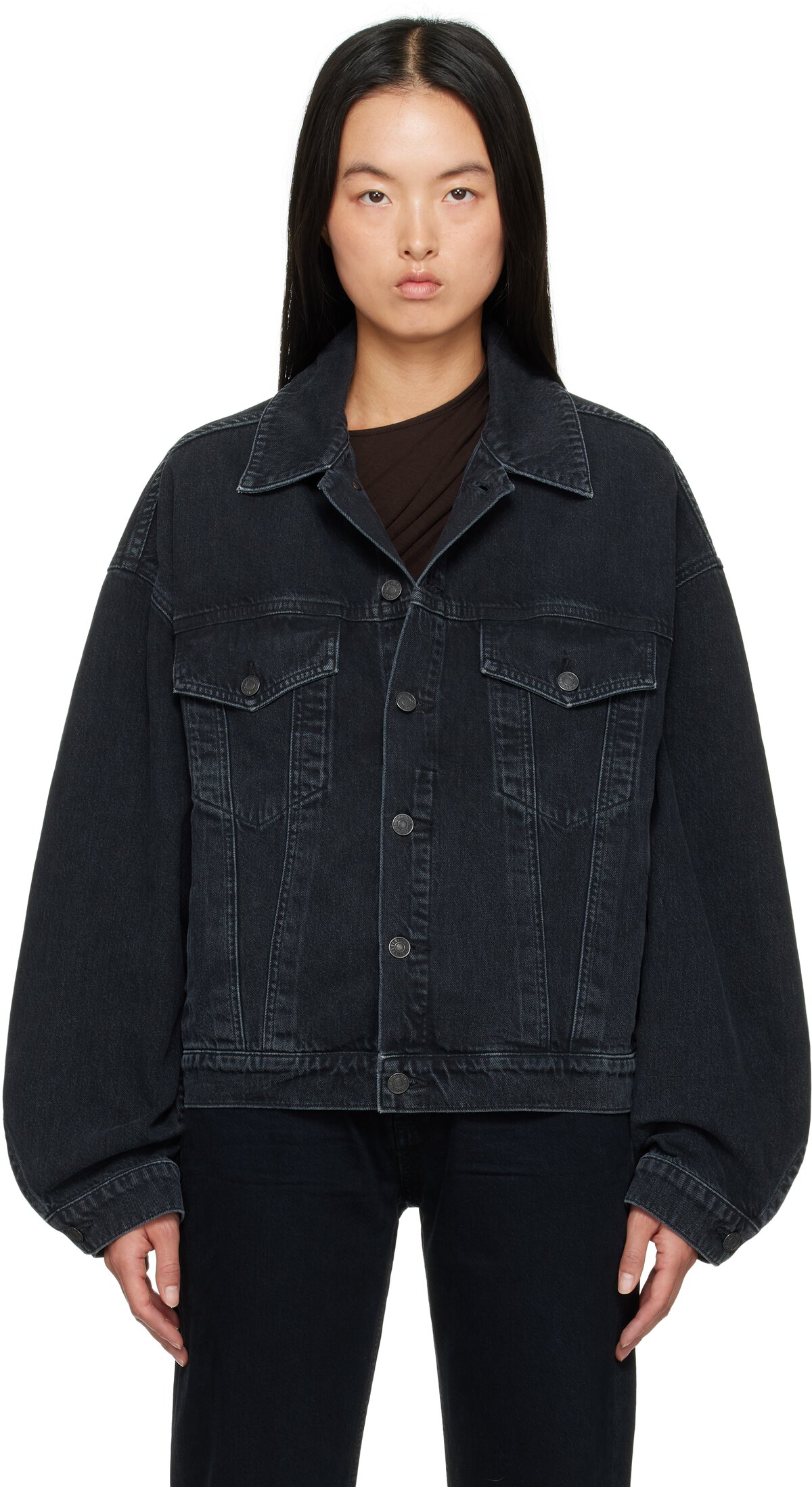 Agolde Black Dalton Balloon Denim Jacket - Spider - 10% Off | Editorialist