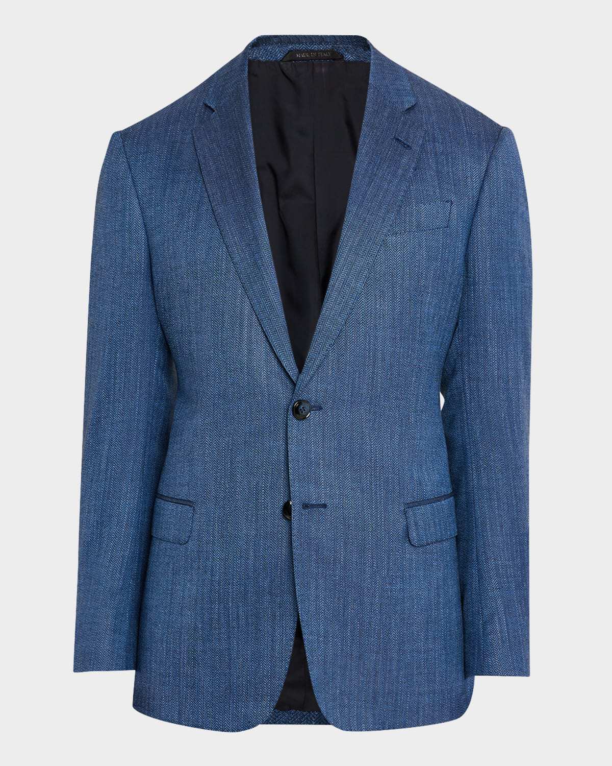 Giorgio Armani Micro-herringbone Sport Coat - Solid Medium Blue ...