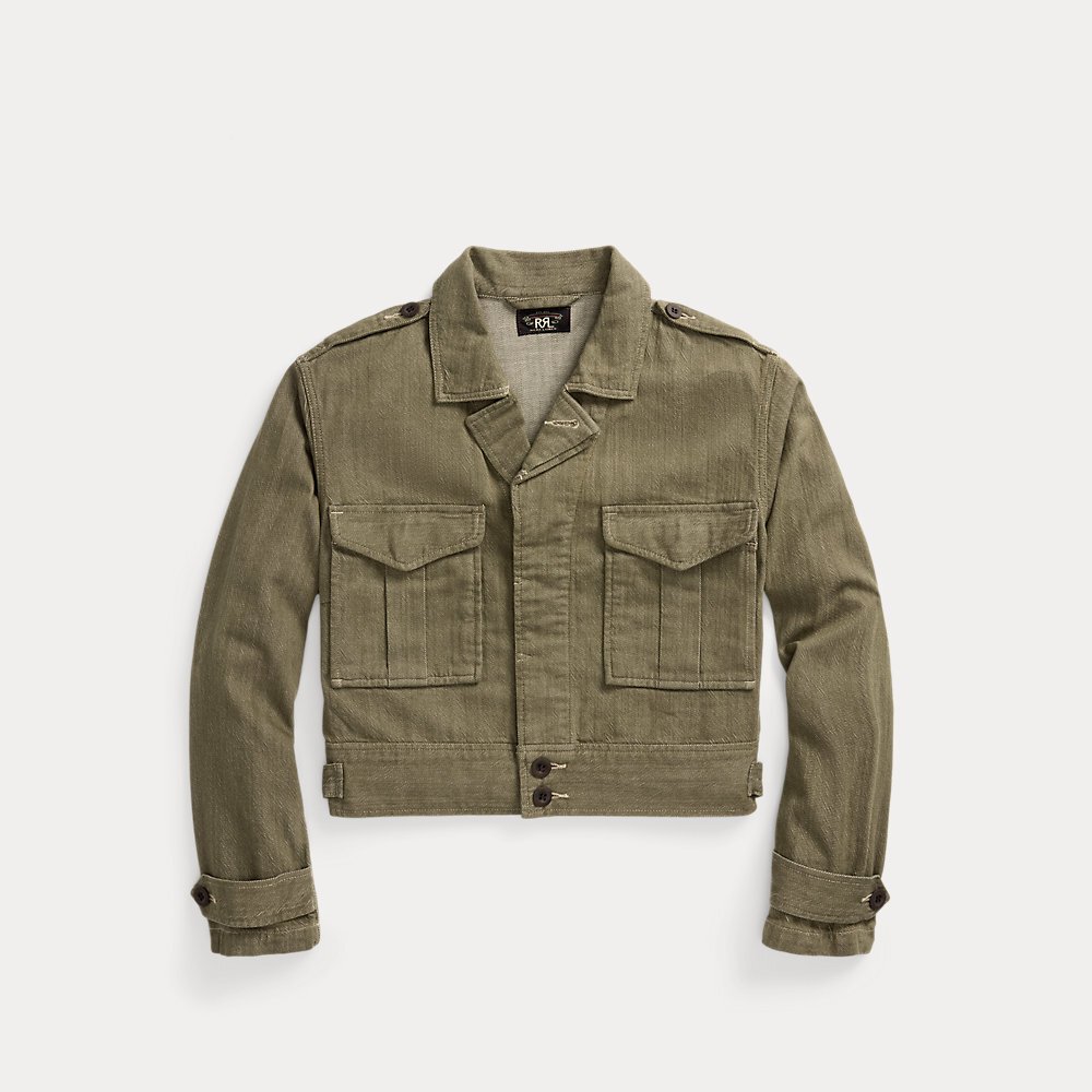 Ralph Lauren Slub Denim Jacket - Olive | Editorialist