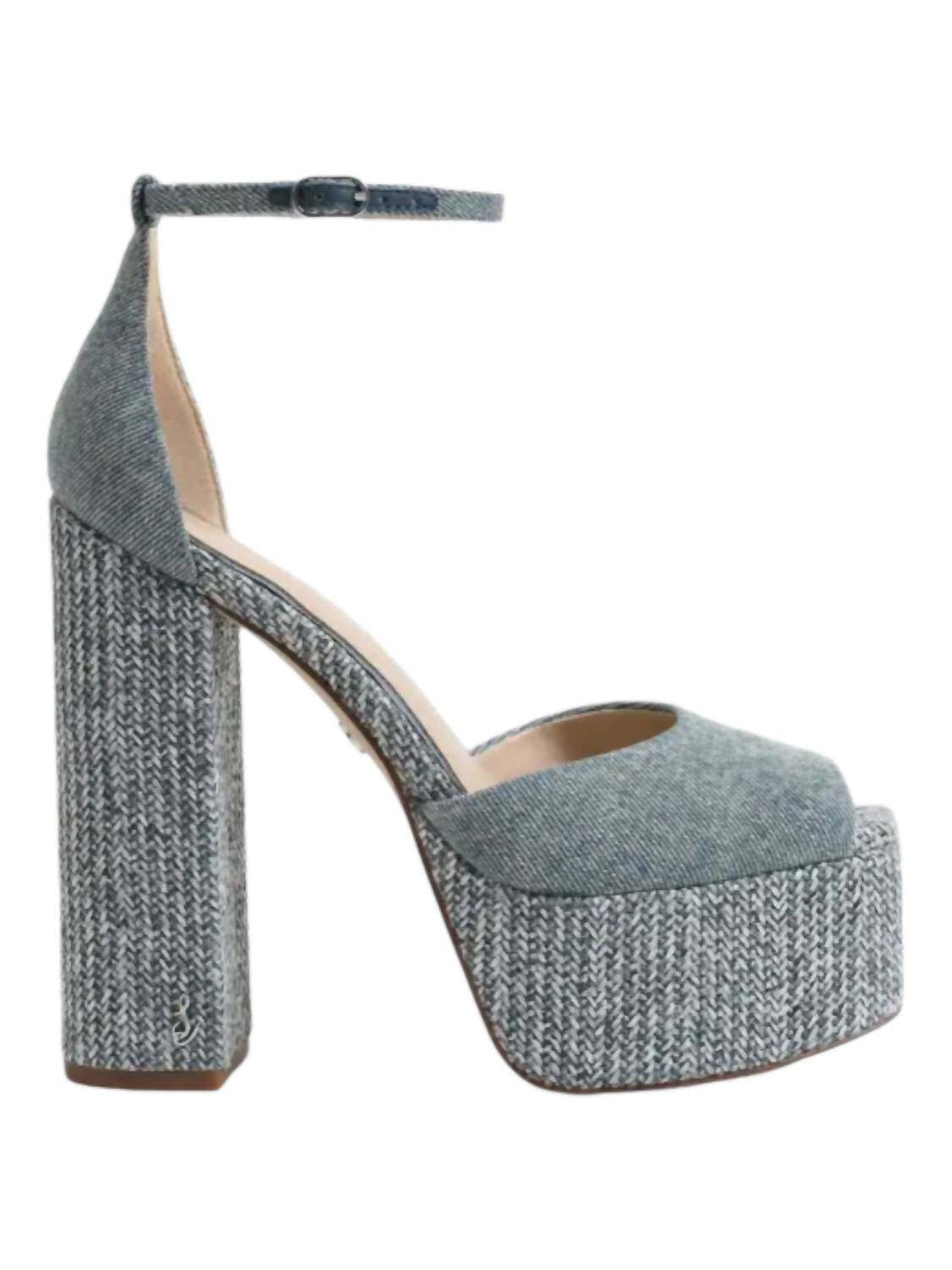 Sam Edelman Kori Block Heel Platform Sandal In Denim In Multi - 2% Off ...