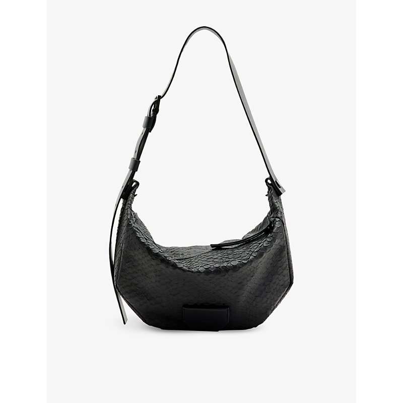 All Saints Madea Snake-Effect Leather Shoulder Bag 1 Size - Black | Editorialist
