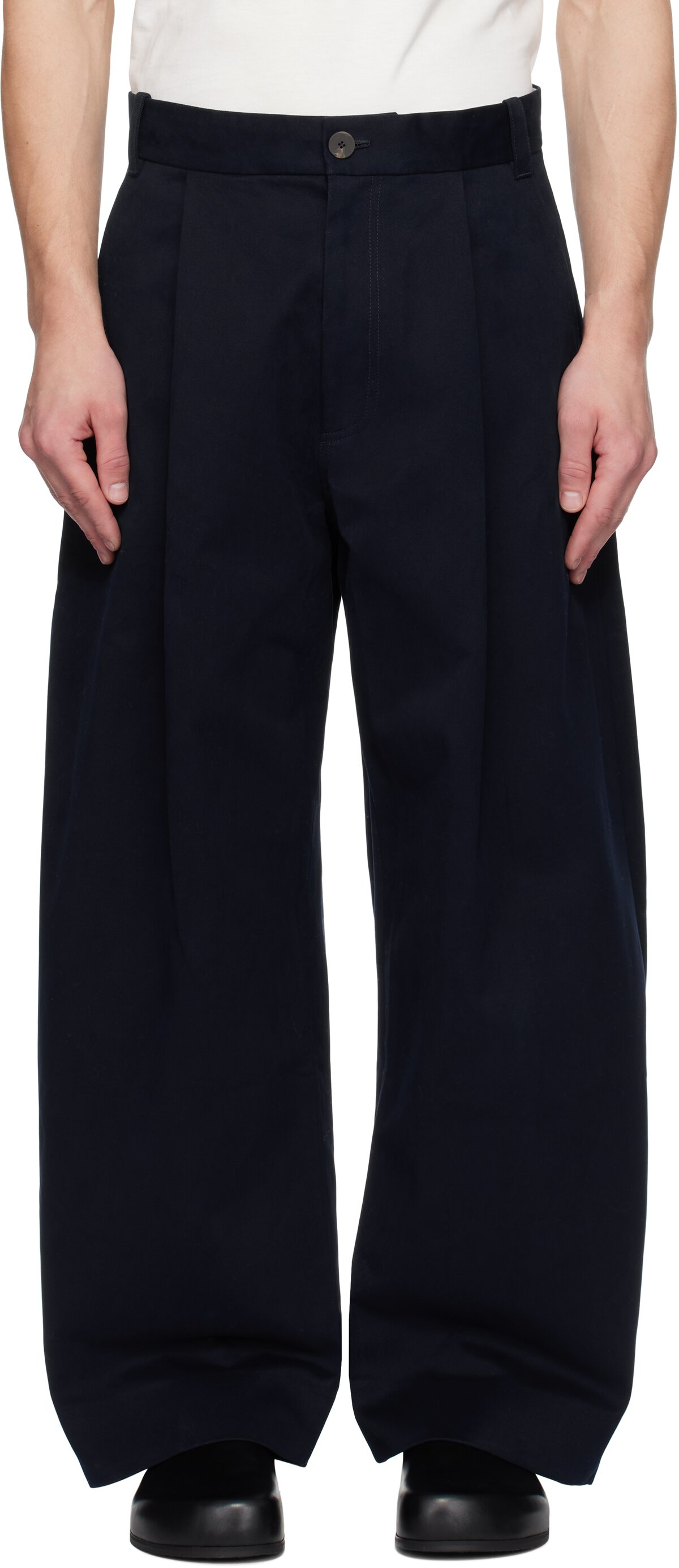 Studio Nicholson Sorte Trousers In Dark Navy - 14% Off | Editorialist