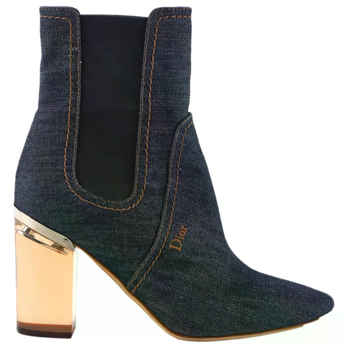 Dior Denim Cube Heel Ankle Boots In Blue - 77% Off | Editorialist