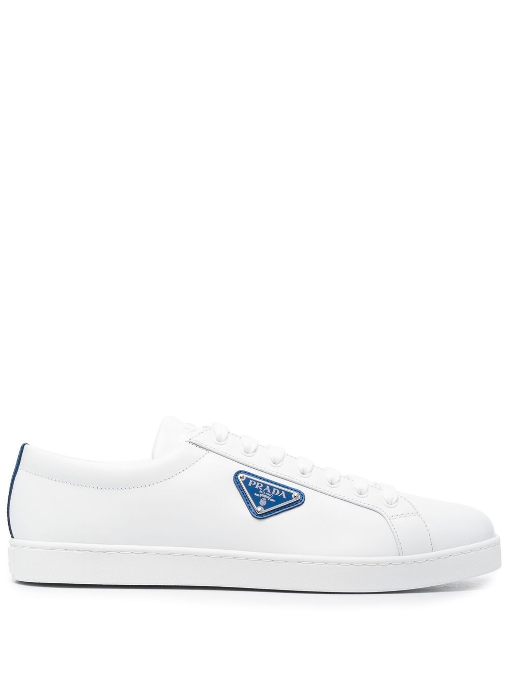 Prada Brushed Leather Low-Top Sneakers - White | Editorialist