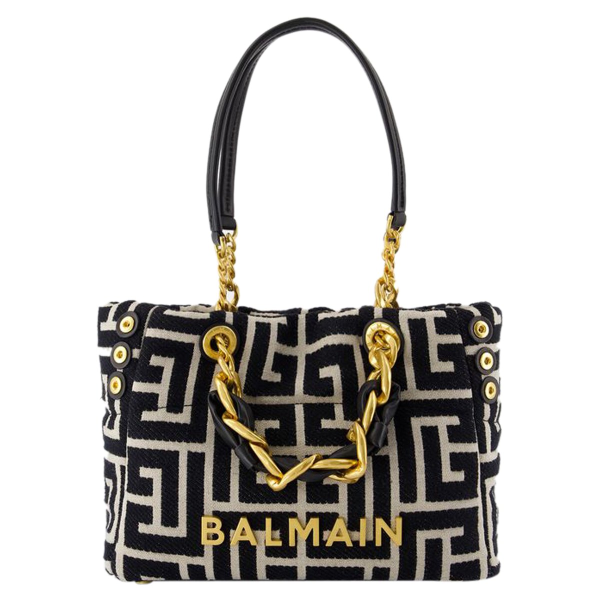 Balmain 1945 Soft Small Shoulder Bag Cotton Ivory In Black - 5% Off ...