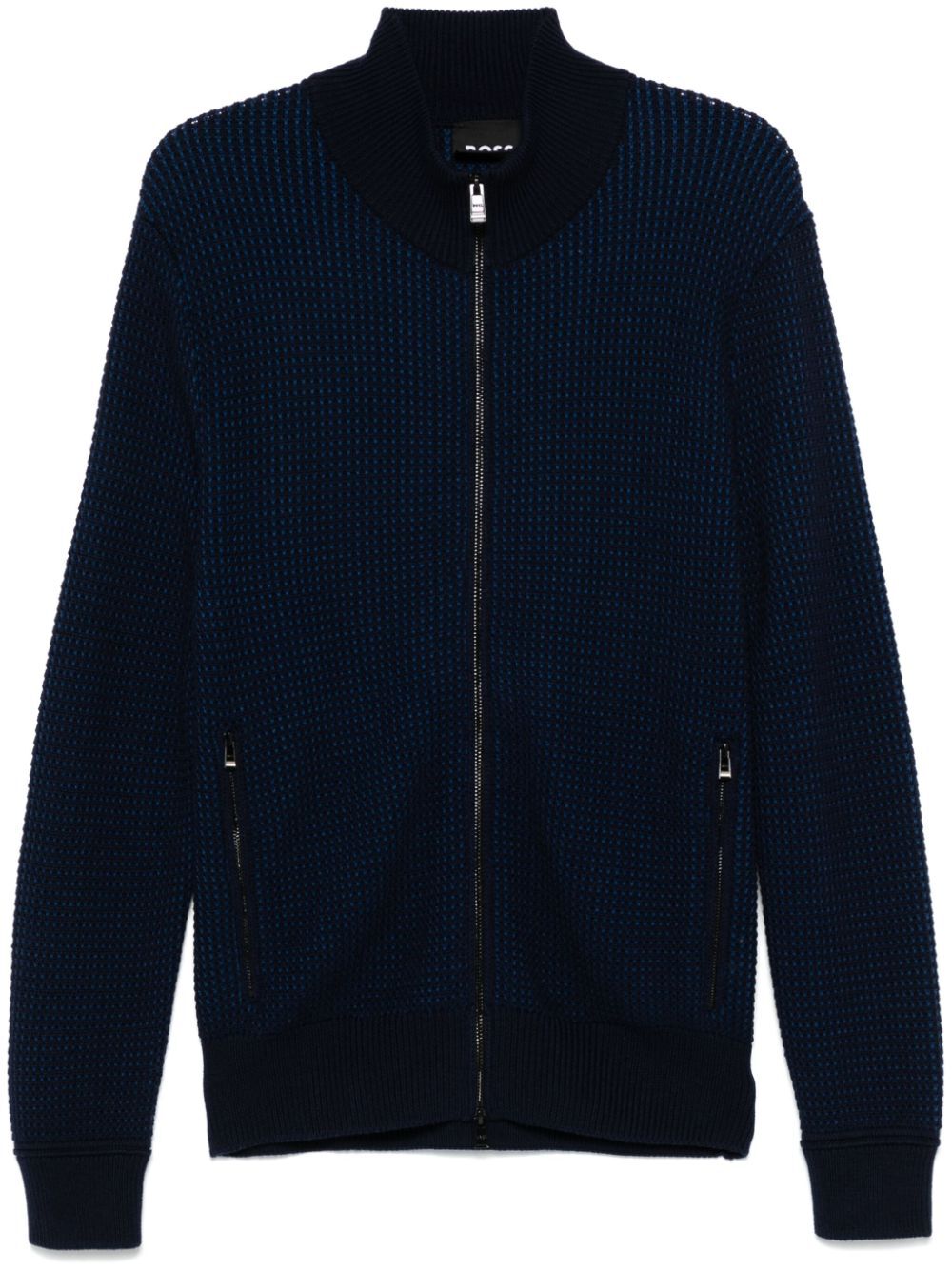 Hugo Boss Waffle-Knit Cardigan - Blue | Editorialist