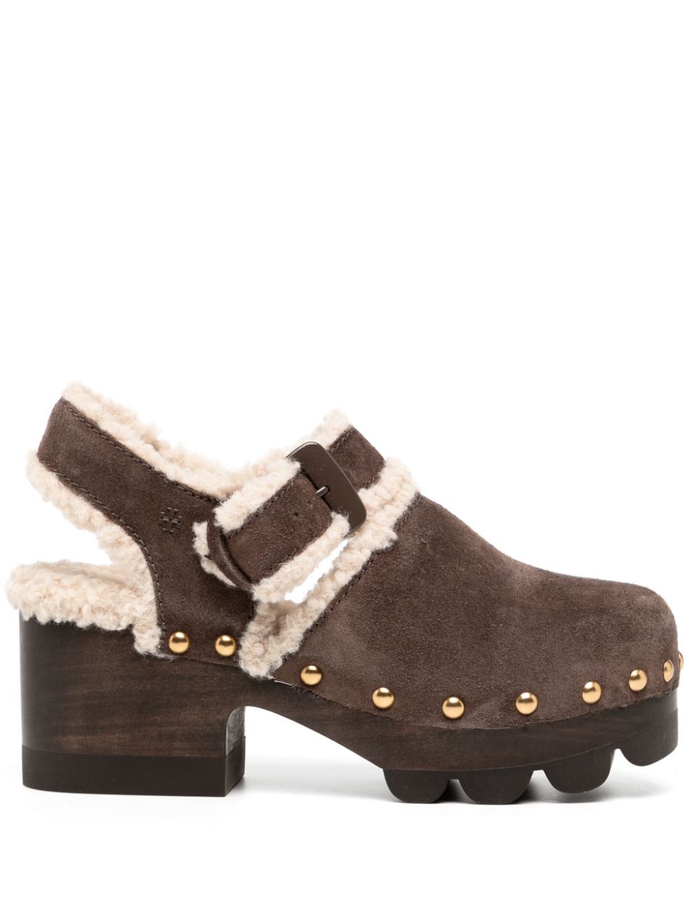 Tory Burch Shearling Clogs - Brown | Editorialist
