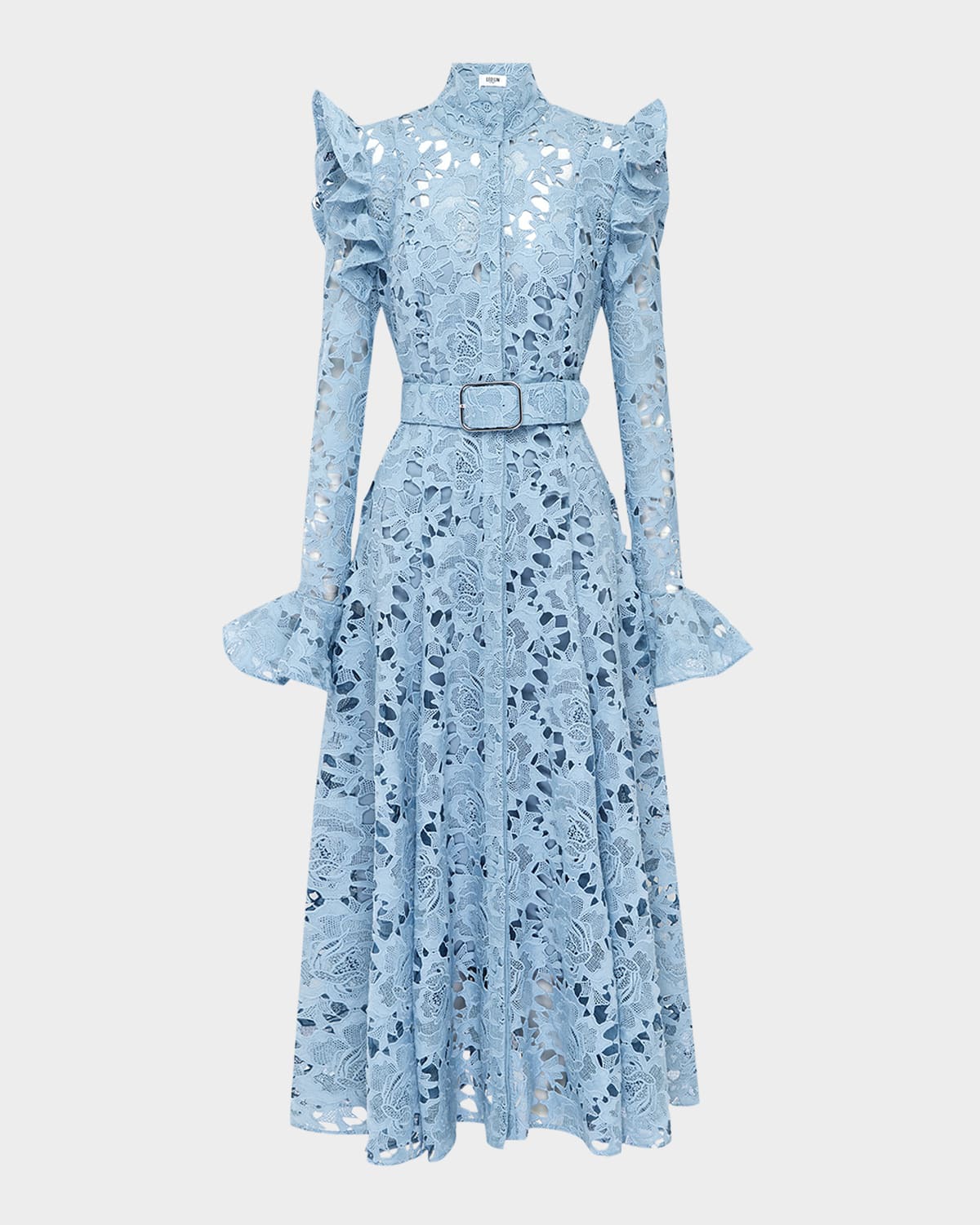 Leo Lin Aliyah Lace Midi Dress In Powder Blue - 30% Off | Editorialist