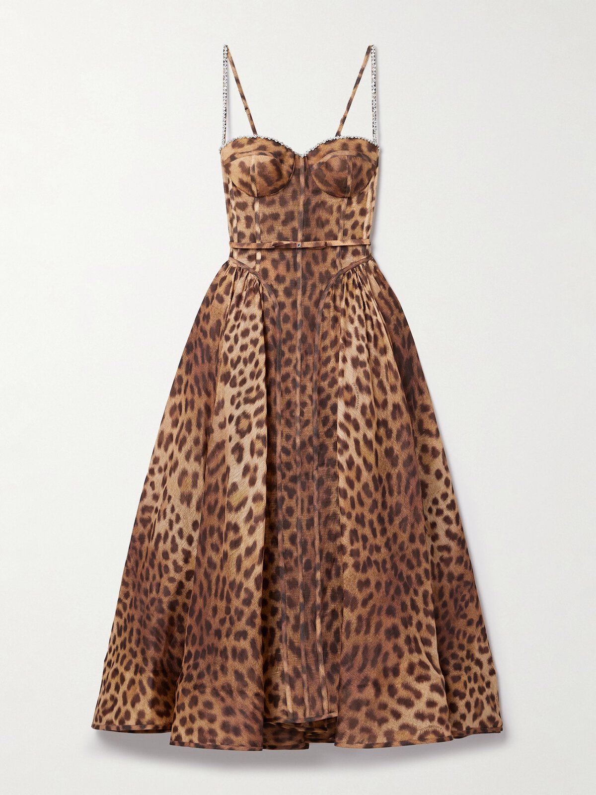 Zimmermann Crush Belted Crystal-Embellished Leopard-Print Linen And ...