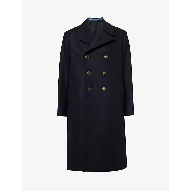 Ralph Lauren Melton Double-Breasted Wool-Blend Coat 42r - Navy ...