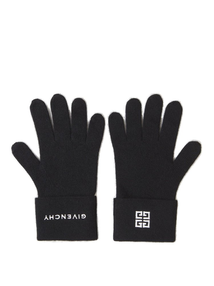 Givenchy Logo Embroidered Knit Gloves In Black - 18% Off | Editorialist