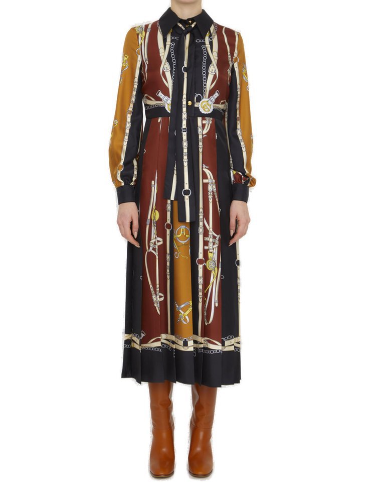 Gucci Equestrian Print Silk Dress In Multi - 14% Off | Editorialist
