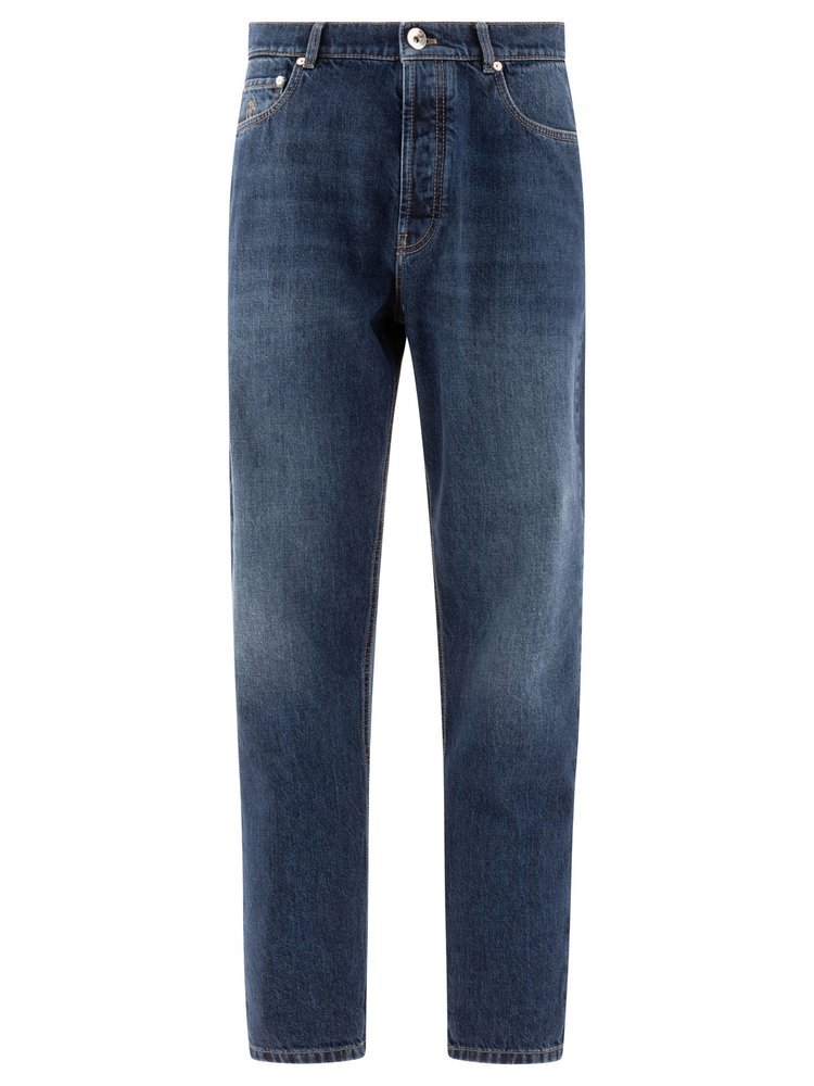 Brunello Cucinelli Logo-Patch Mid-Rise Jeans In Blue - 49% Off ...