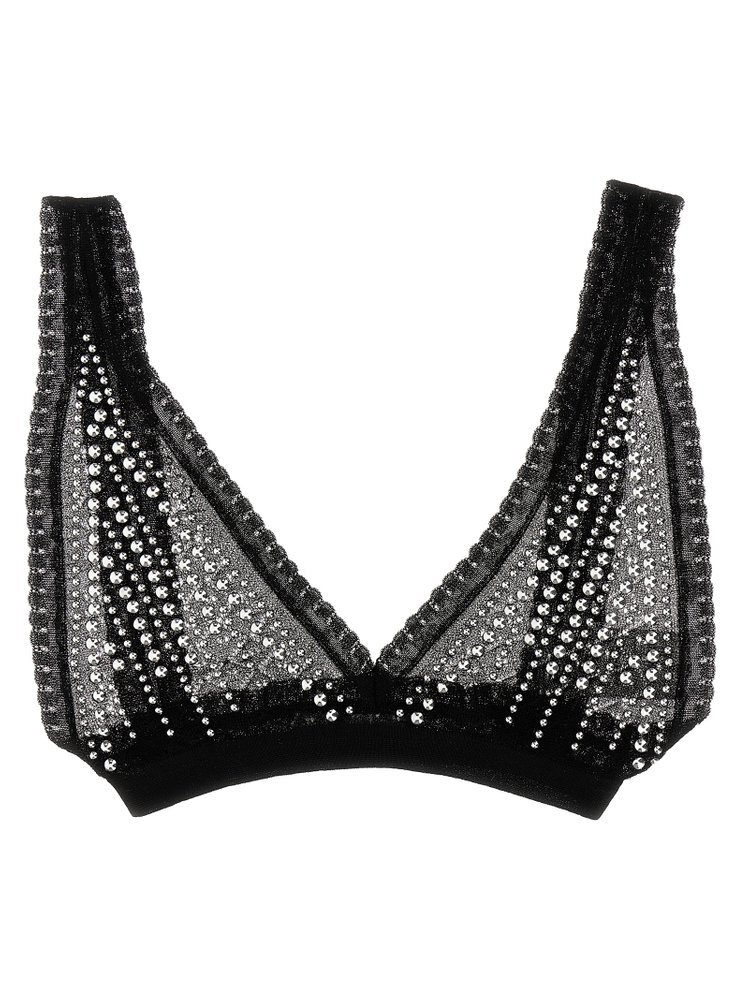 Rabanne Bead-Embellished Semi-Sheer Bra In Black - 61% Off | Editorialist