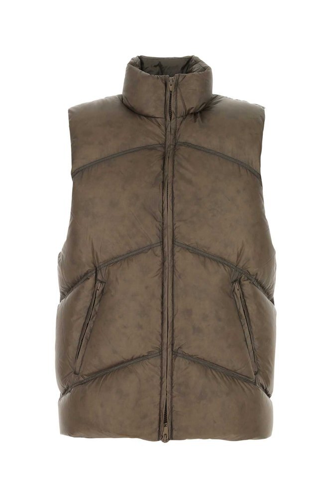 Represent High-Neck Zipped Padded Vest In Brown - 18% Off | Editorialist