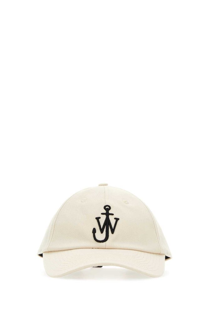 Jw Anderson Curved Peak Logo Embroidered Baseball Cap In White - 37% ...