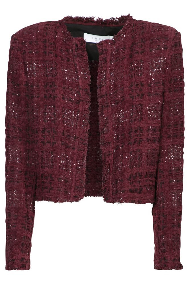 Iro Paris Tweed Fringe Detailed Jacket In Red - 4% Off | Editorialist