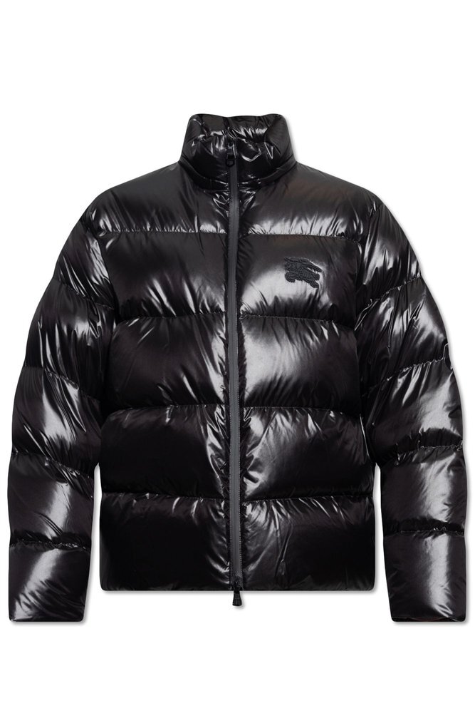 Burberry Logo Embroidered High-Neck Padded Jacket In Black - 14% Off ...