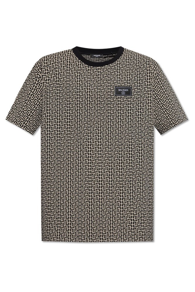 Balmain Logo Patch Monogrammed T-Shirt In Navy - 35% Off | Editorialist