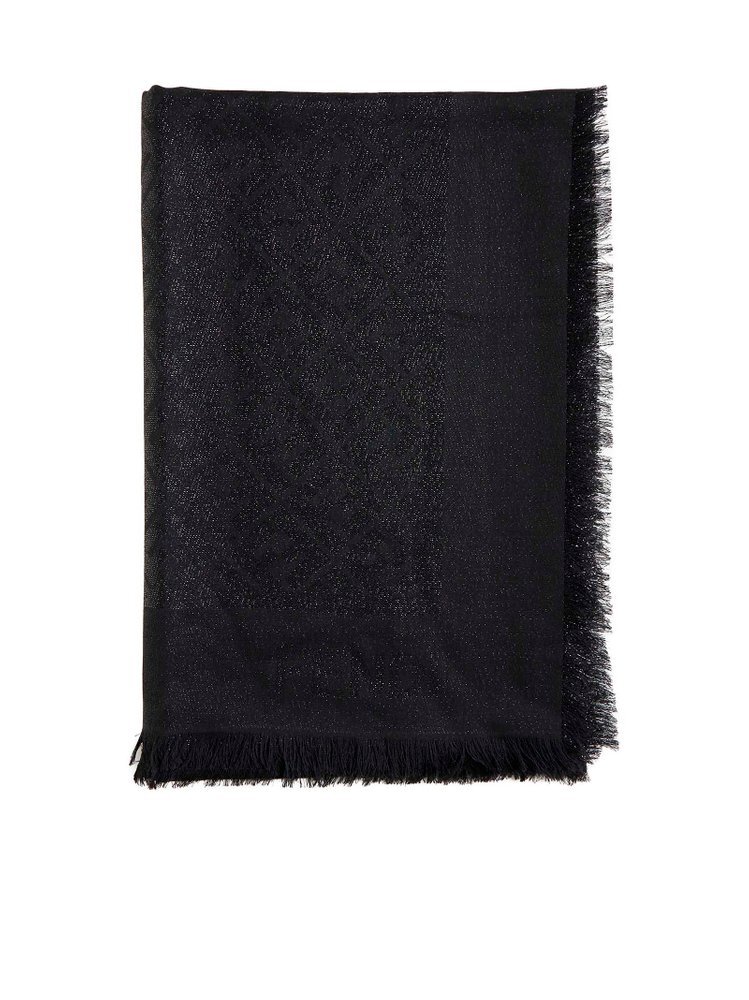 Fendi Ff Jacquard Frayed-Edge Scarf In Black - 18% Off | Editorialist
