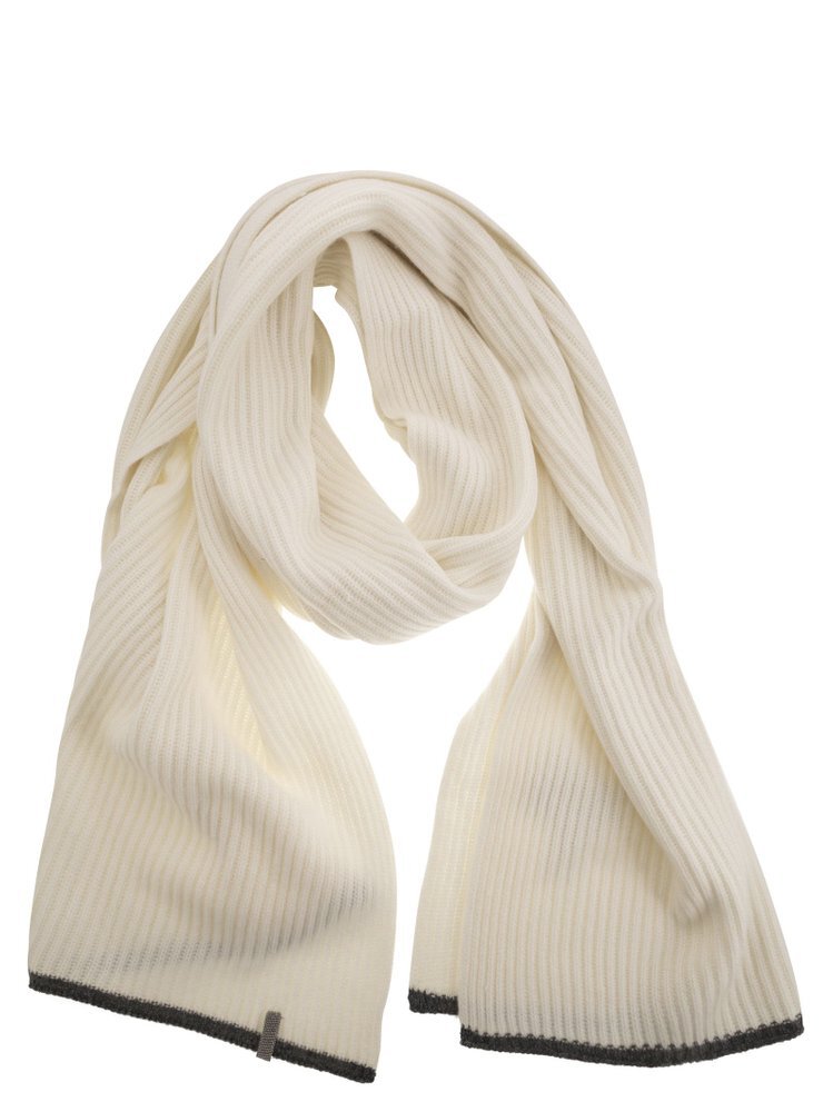 Brunello Cucinelli Logo Tag Ribbed Knit Scarf In Beige - 28% Off ...
