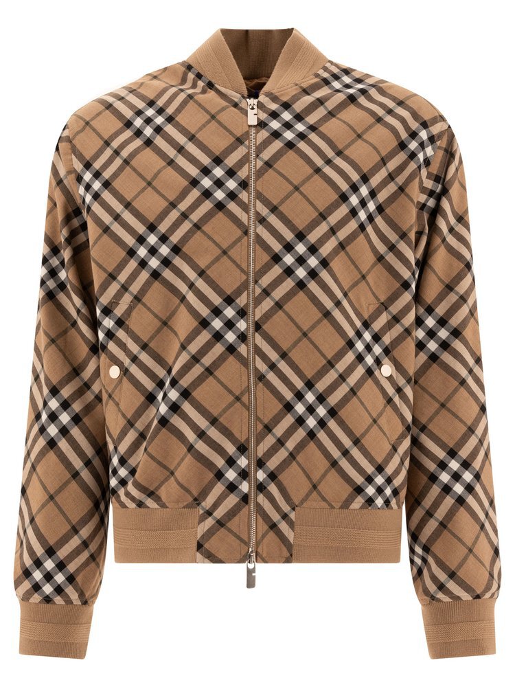 Burberry Checked Zip-Up Harrington Jacket In Multi - 64% Off | Editorialist