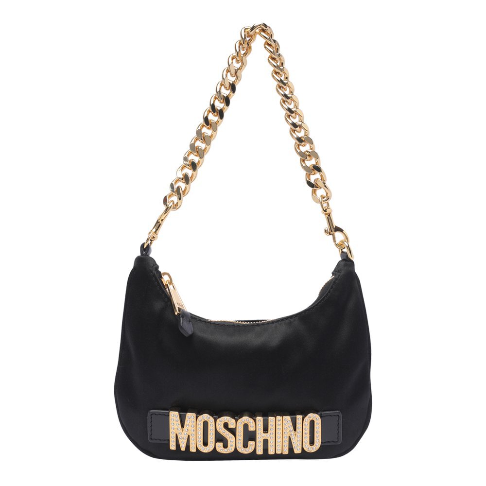 Moschino Logo Embellished Chain-Link Bag In Black - 38% Off | Editorialist