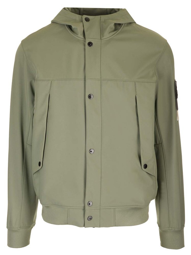 Stone Island Button-Up Hooded Jacket In Green - 51% Off | Editorialist
