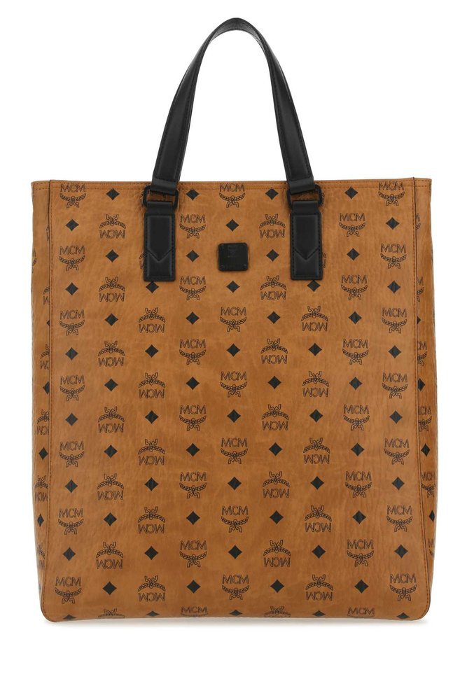 Mcm Logo Printed Tote Bag In Saddle Brown - 41% Off | Editorialist