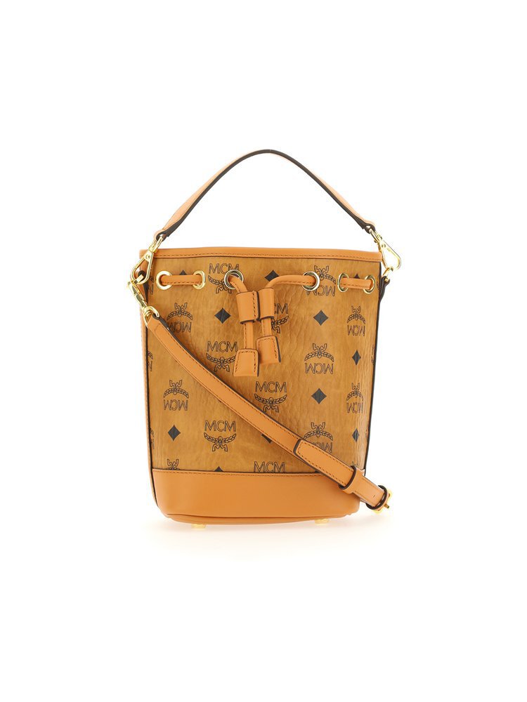 Mcm Allover Monogram Pattern Drawstring Bucket Bag In Brown - 4% Off ...