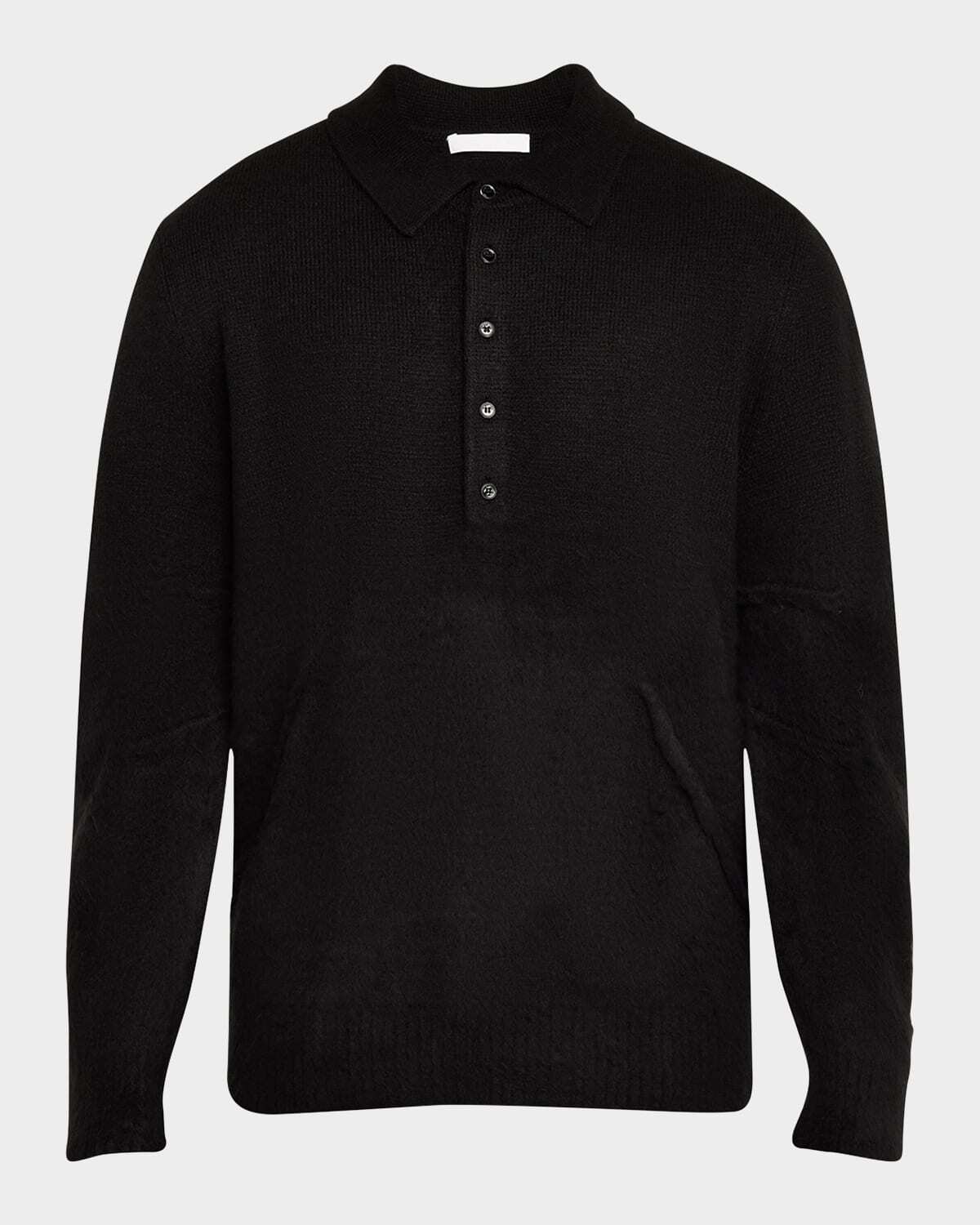 Helmut Lang Apex Brushed Knit Polo Shirt - Black | Editorialist