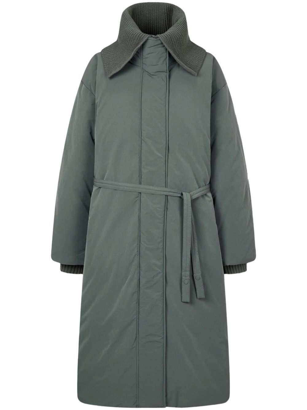 Studio Tomboy Knit-Collar Down Coat - Green | Editorialist
