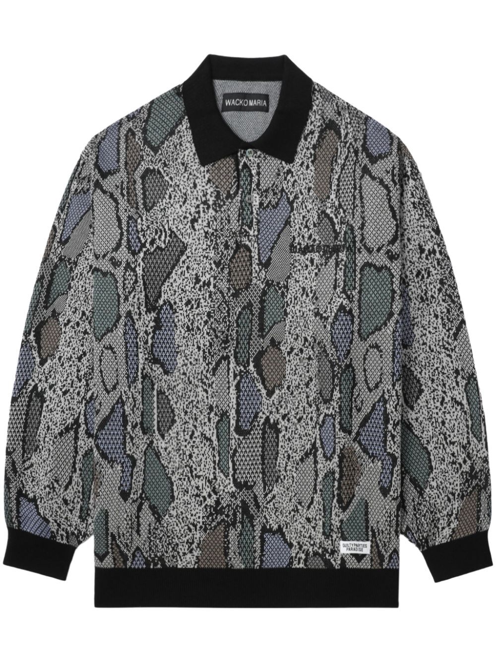 Wacko Maria Python-Print Polo Shirt - Grey | Editorialist