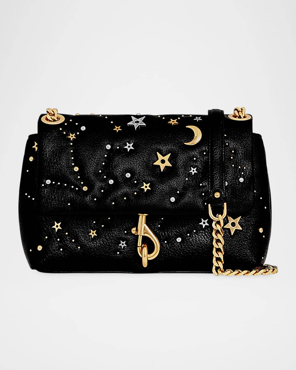 Rebecca Minkoff Edie Celestial Studded Leather Crossbody Bag - Black | Editorialist
