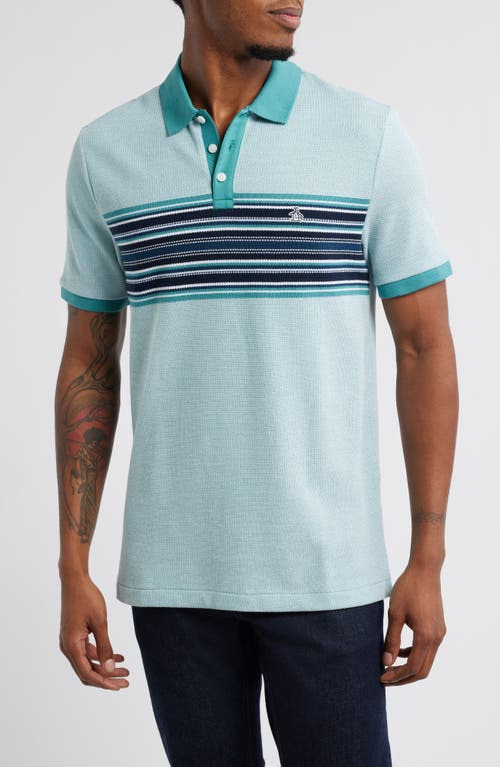 Original Penguin Chest Stripe Bird'S Eye Piqué Polo - Blue Haze ...