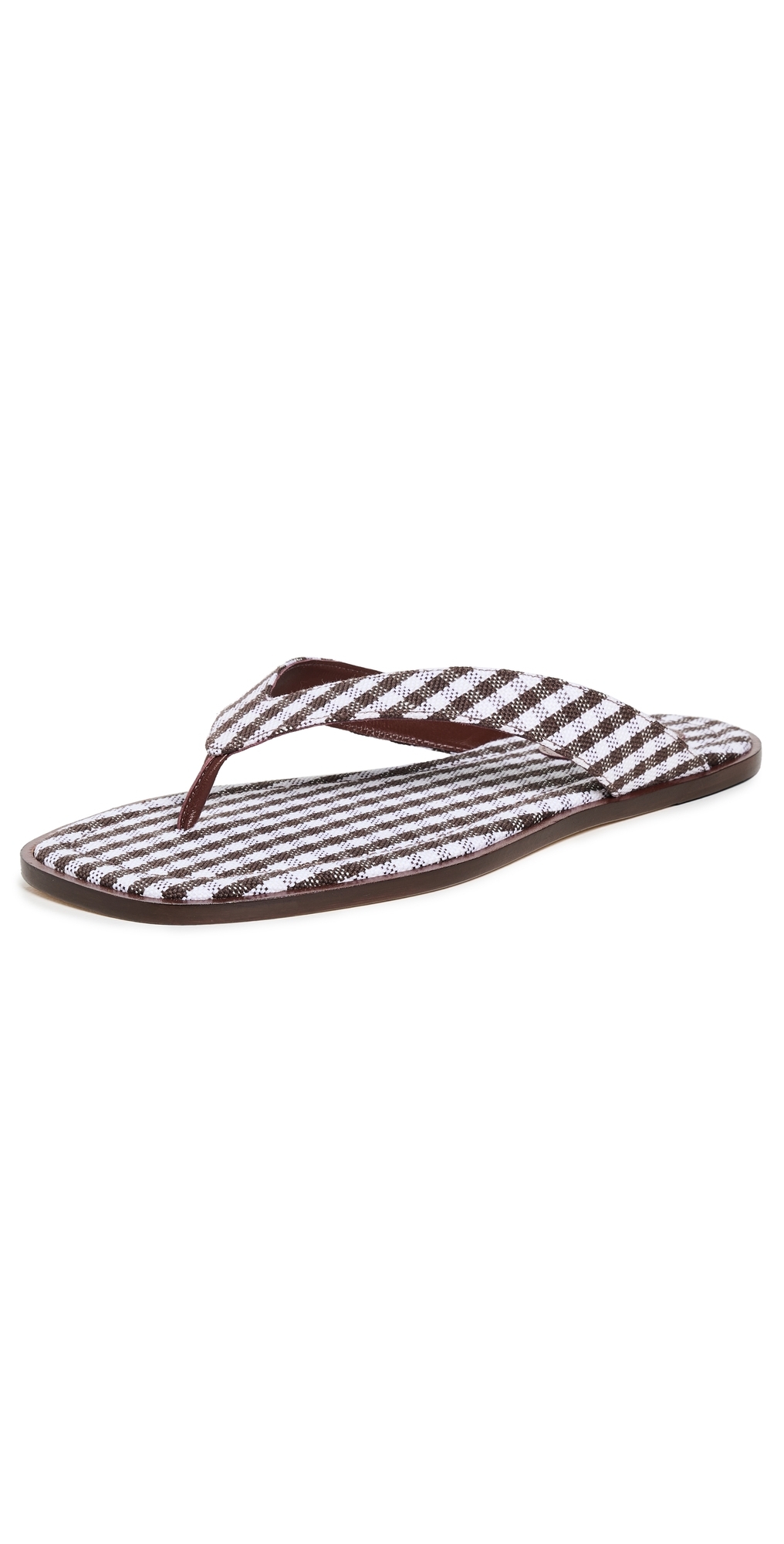 Staud Dante Thong Sandals - Dark Chocolate Micro Check | Editorialist